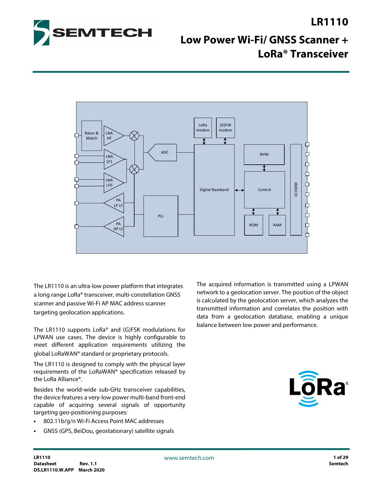 Semtech LR1110 Data Sheet LoRa® Transceiver Datasheet | Manualzz