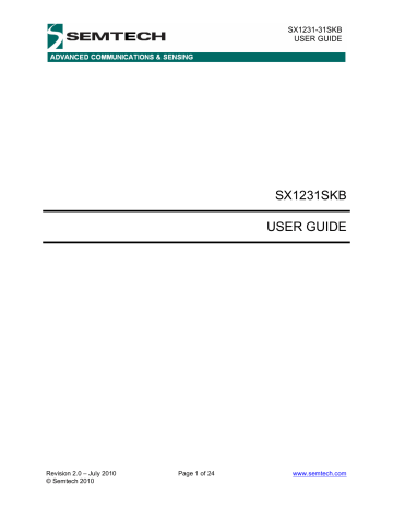 Semtech SX1231SKB FSK Transceiver User Guide | Manualzz