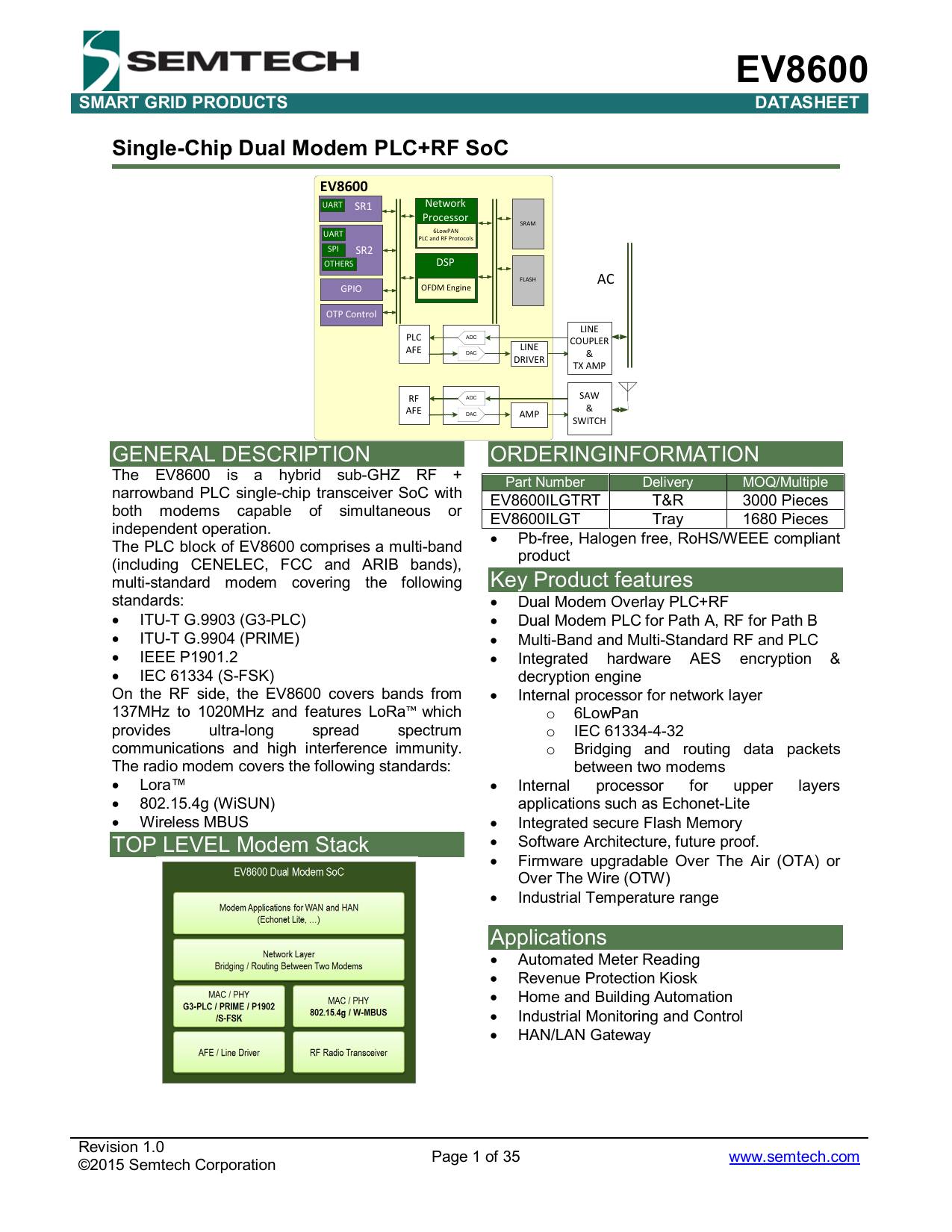 Semtech EV8600 LoRa® Transceiver Datasheet | Manualzz