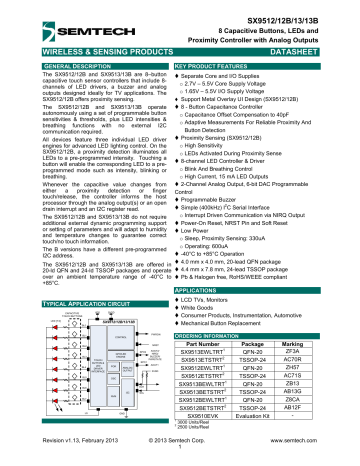 Semtech SX9512 Touch & Proximity Device Datasheet | Manualzz