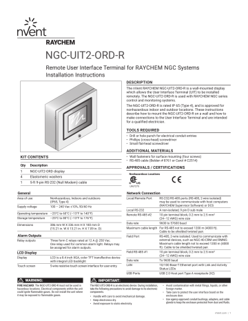 Raychem NGC-UIT2-ORD-R Installation Manual | Manualzz