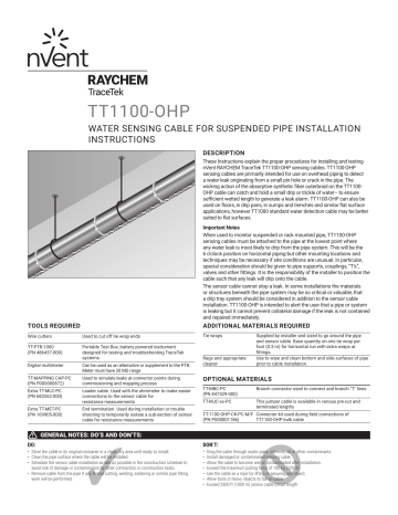 Raychem TT1100 OHP Installation Manual | Manualzz