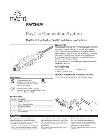 Raychem RayClic-LE Installation Manual | Manualzz