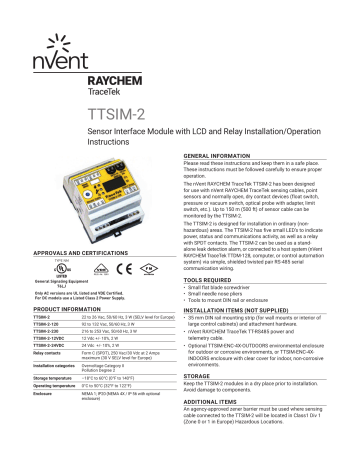 Raychem TTSIM-2 Installation Manual | Manualzz