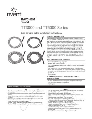 Raychem TT3000 TT5000 Bulk Installation Manual | Manualzz