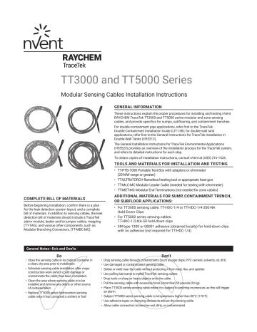 Raychem TT3000 TT5000 Modular Installation Manual | Manualzz