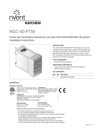 Raychem NGC-40-PTM Installation Manual | Manualzz