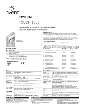 Raychem TOUCH 1500 Installation instructions | Manualzz
