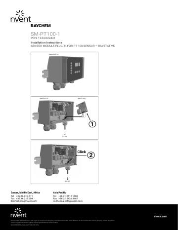 Raychem PT100 SENSOR – RAYSTAT V5 Installation Manual | Manualzz