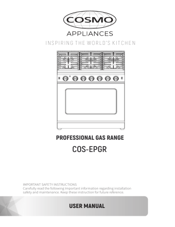 COSMO gas range COS-EPGR user manual | Manualzz