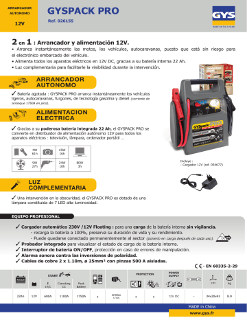 GYS GYSPACK PRO Ficha de datos | Manualzz