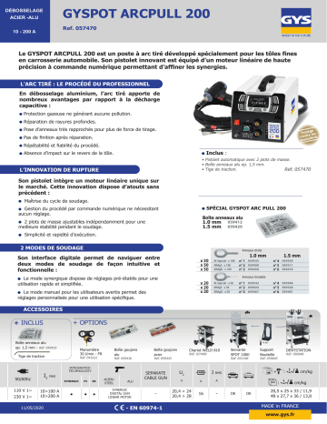 GYS GYSPOT ARC PULL 200 Fiche technique | Manualzz