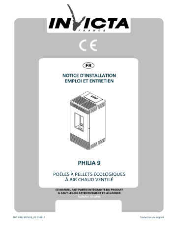 Invicta Philia 9 Pellet Stove Technical Specification Sheet | Manualzz