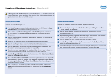 Roche Cedex HiRes Quick Reference Guide | Manualzz