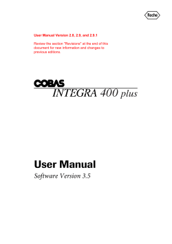 Roche COBAS INTEGRA 400 plus - Reference guide, User Guide, User manual ...