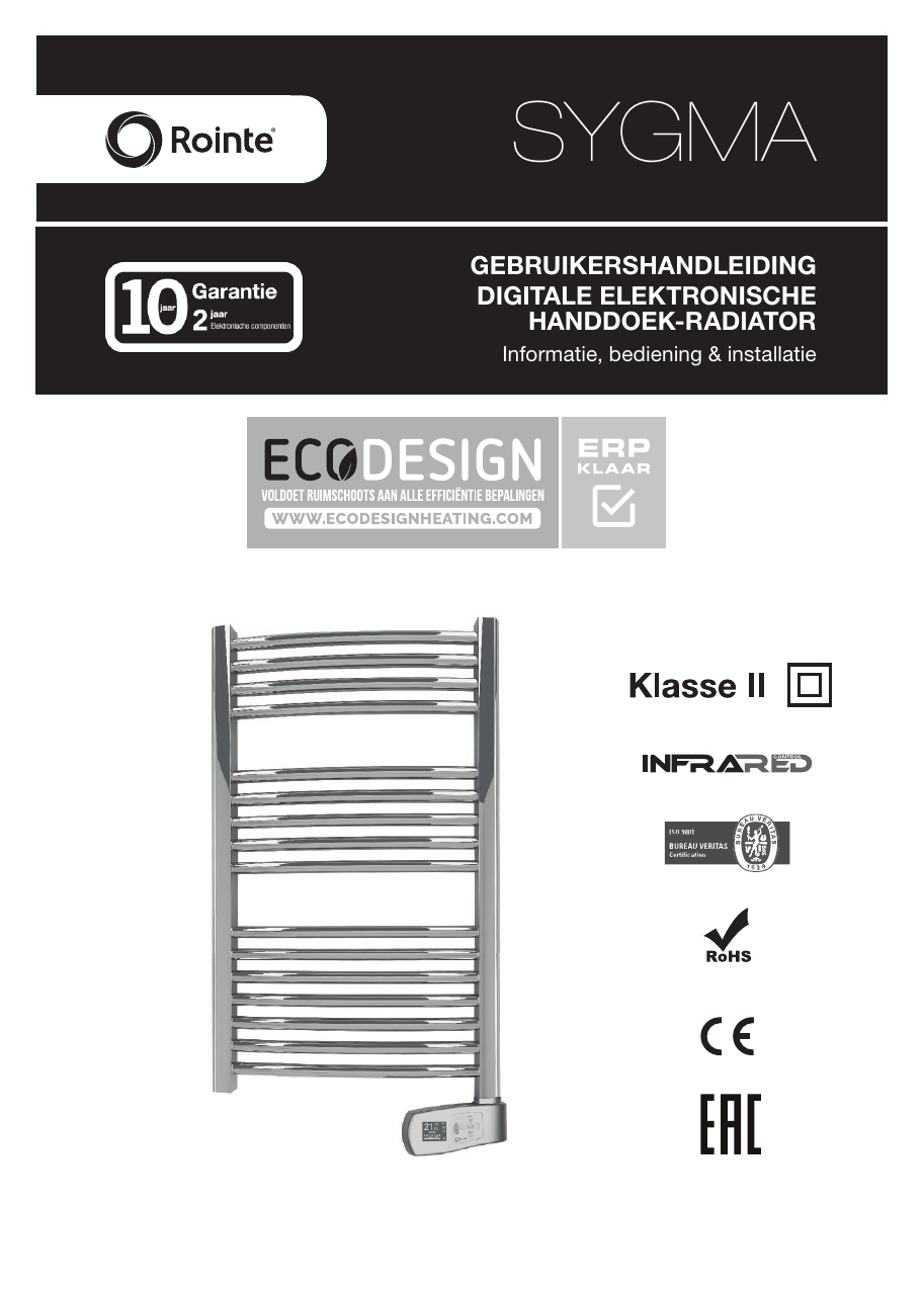Rointe Sygma radiator handdoek de handleiding | Manualzz