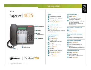 Mitel 4025 Superset Omaniku manuaal | Manualzz