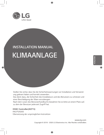 LG PACP5A000 Installation manual | Manualzz