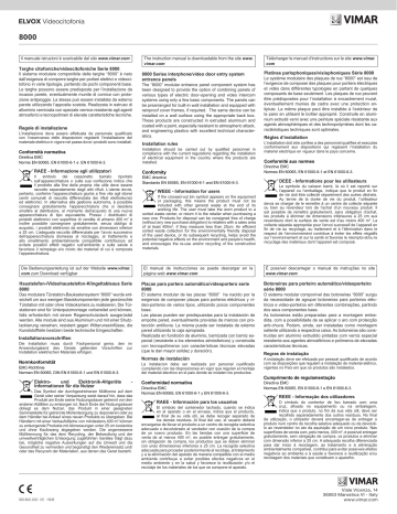 Elvox Vimar 8000 Series Instruction Manual | Manualzz