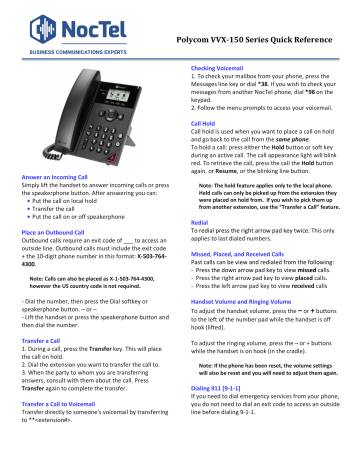 Polycom VVX-150 Series Quick Reference | Manualzz
