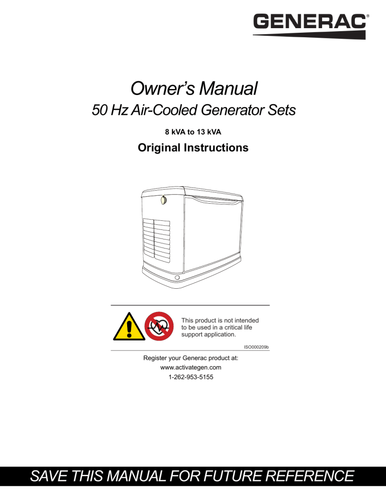 Generac 10 kVA G0071450 User manual | Manualzz