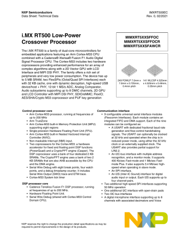 NXP i.MX RT500 Crossover MCU Data Sheet | Manualzz