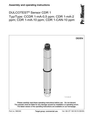 ProMinent DULCOTEST CDR 1 Assembly And Operating Instructions Manual ...