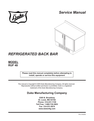 Duke RUF 48 Service Manual | Manualzz
