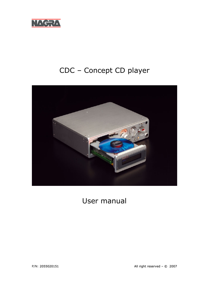 Nagra CD Players Owner's Manual | Manualzz