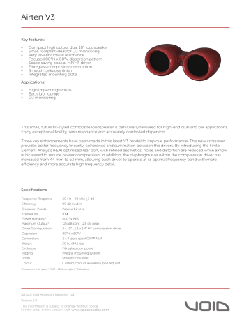 Void Airten V3 Specification Sheet | Manualzz