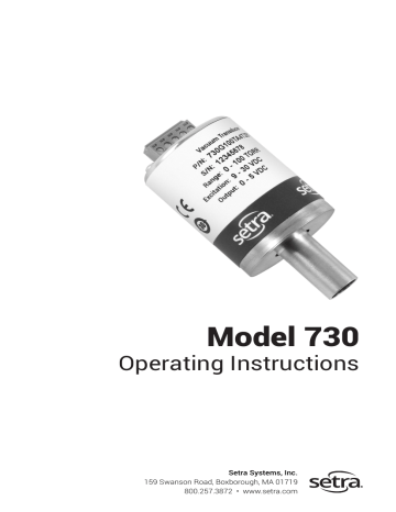 Setra Systems 730 Vacuum Capacitance Manometer Operating Instructions ...