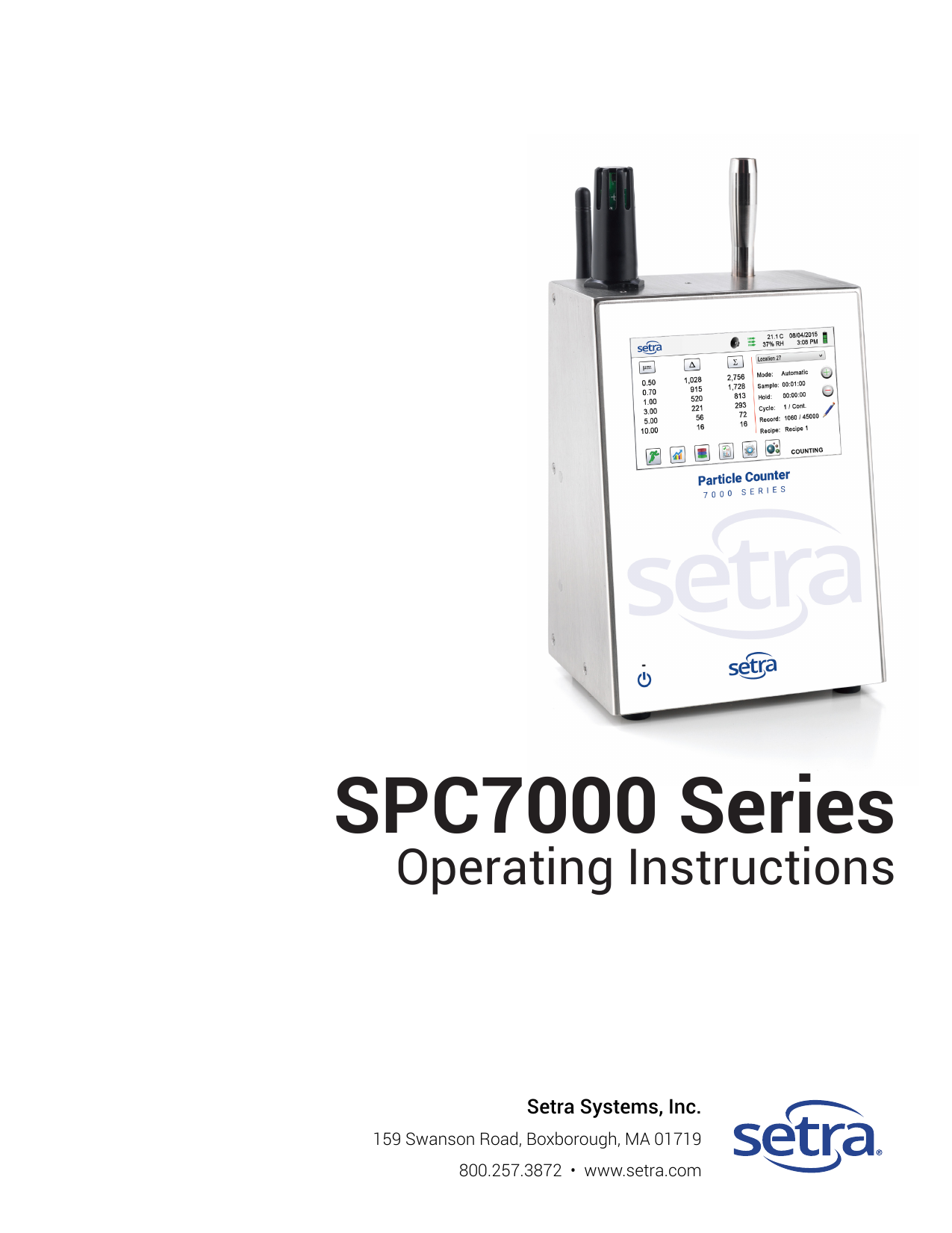 Setra Systems Remote Airborne Particle Counter - 7000 Series Operating Instructions | Manualzz