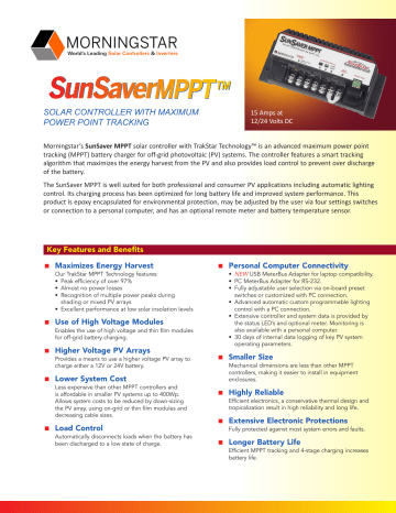 Morningstar SunSaver MPPT Datasheet | Manualzz