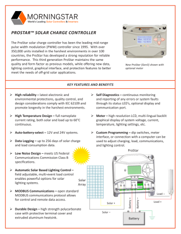 Morningstar ProStar Gen3 Datasheet | Manualzz