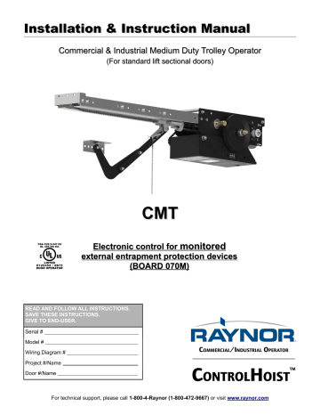 Raynor ControlHoist™ Basic Installation Instructions | Manualzz