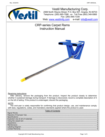 Vestil CRP series Instruction manual | Manualzz