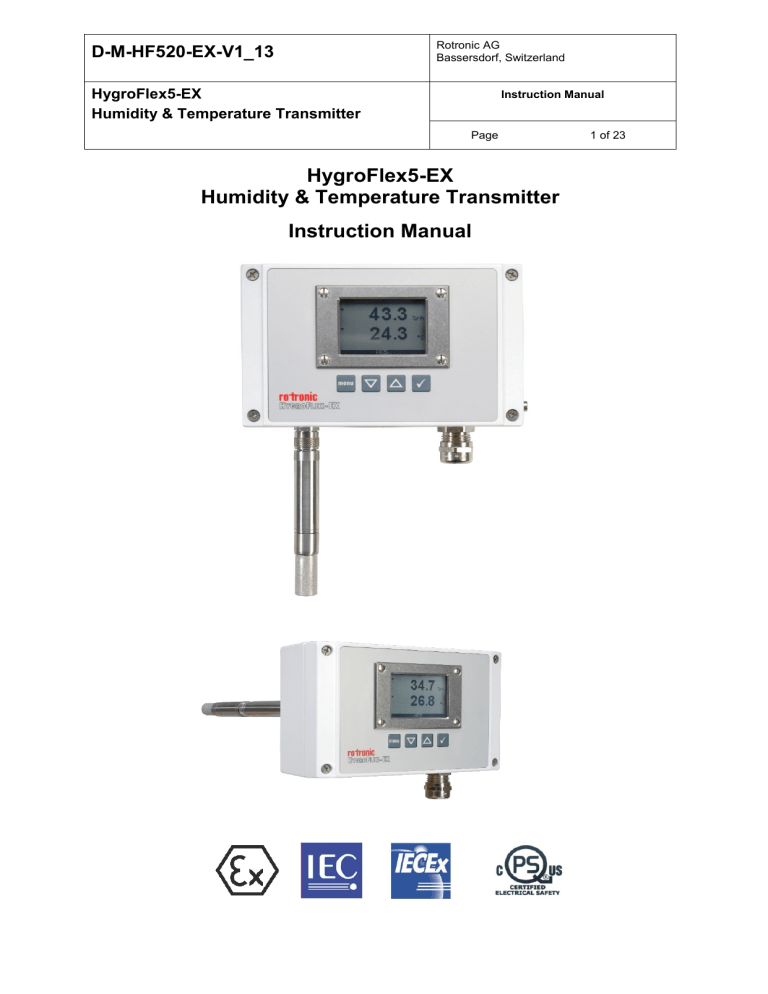Rotronic HF520 v1.13 Owner's manual | Manualzz