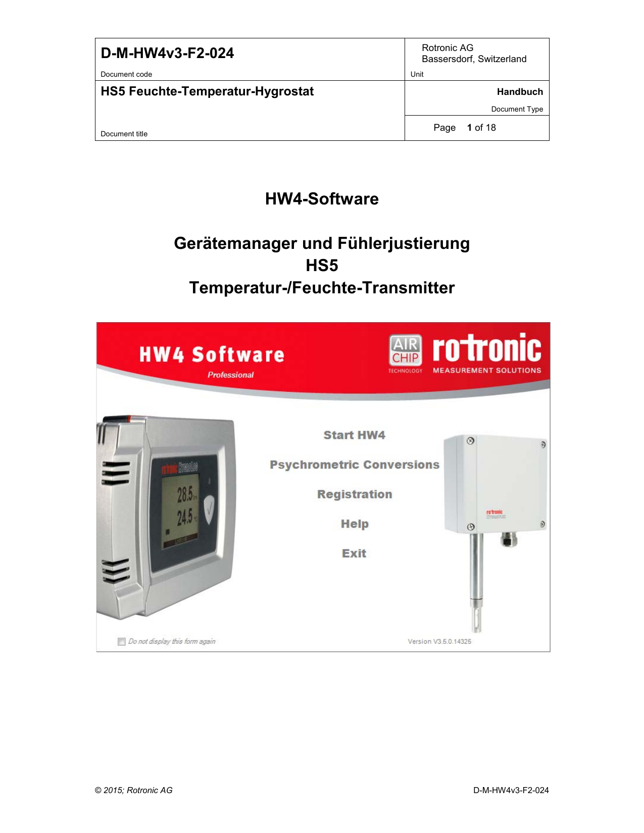 Rotronic HW4 v3.8.0 Bedienungsanleitung | Manualzz