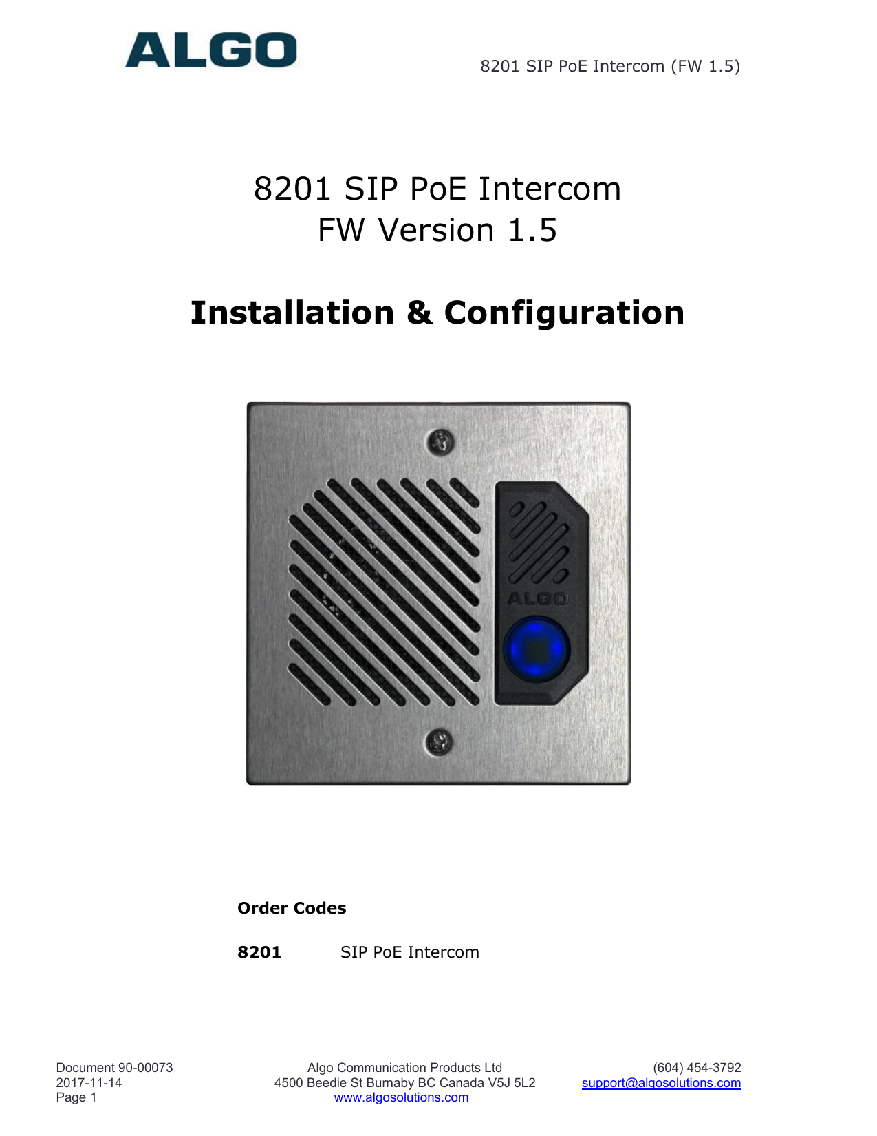 Algo 8201 User Guide | Manualzz