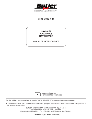 Butler NAV26HW Tyre changer El manual del propietario | Manualzz