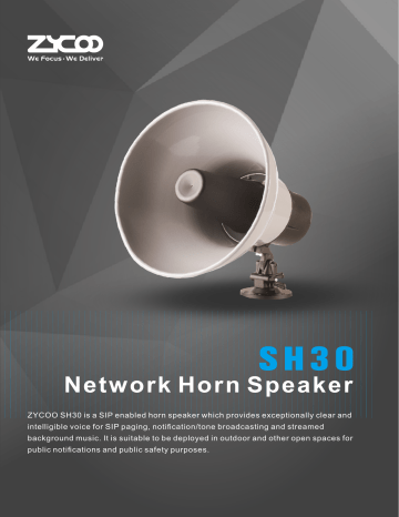Zycoo SH30 Network Horn Speaker Datasheet | Manualzz