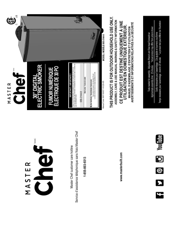 Master Chef 85-3144-8 Digital Electric Smoker User Manual | Manualzz