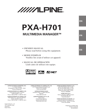 Alpine PXA-H701 Owner Manual | Manualzz