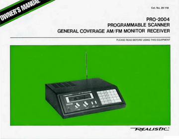 Realistic PRO-2004 Owner's Manual | Manualzz