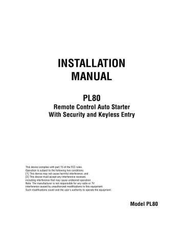 Carbine PL80 Installation Manual | Manualzz