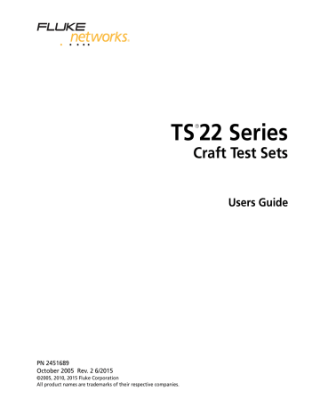 Fluke networks TS22 Series Owner Manual | Manualzz