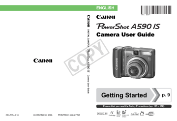 POWERSHOT CANON A590IS User guide | Manualzz