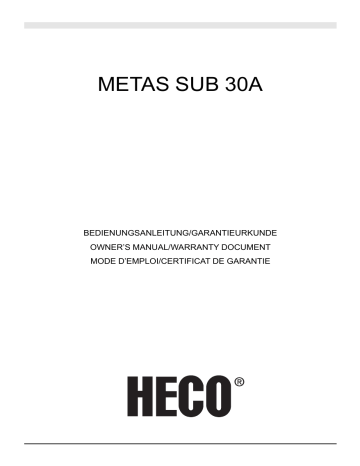 Heco METAS SUB 30A Owner's Manual | Manualzz