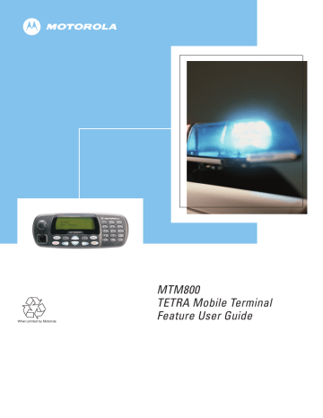 Motorola TETRA MTM800 Feature User Manual | Manualzz