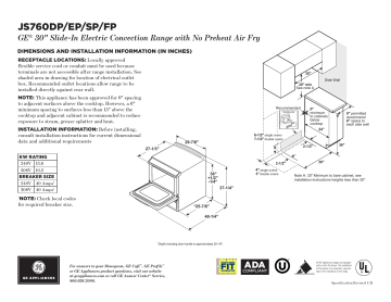 GE JS760SPSS 30 Inch Electric Range Spec Sheet | Manualzz